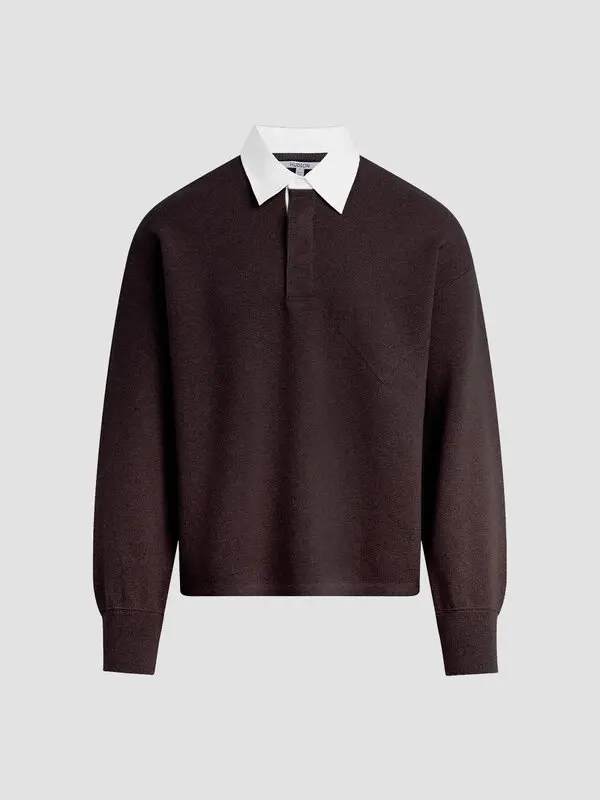 Hudson Jeans Contrast Cotton-cashmere Long-sleeve Polo Shirt