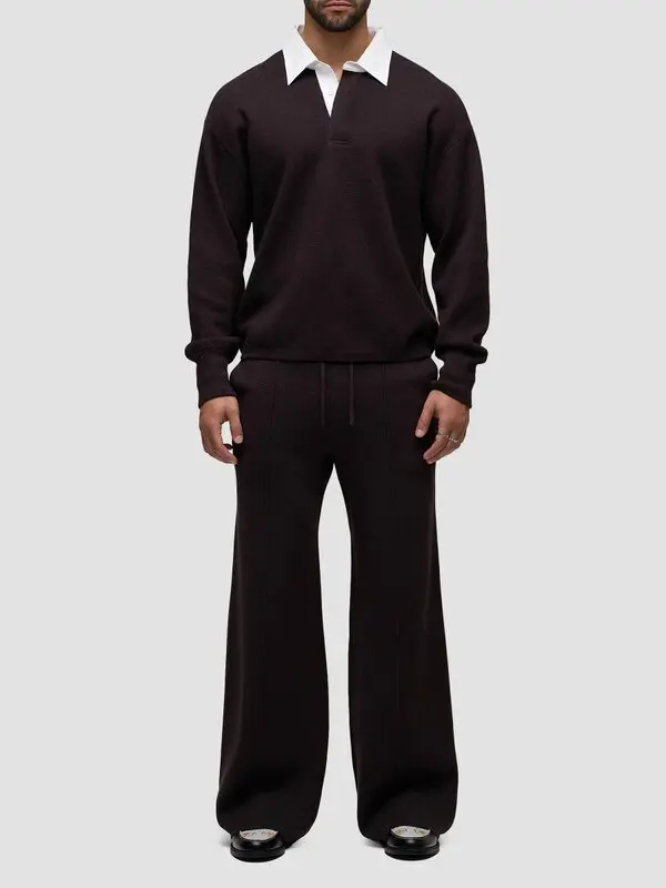 Hudson Jeans Contrast Cotton-cashmere Long-sleeve Polo Shirt