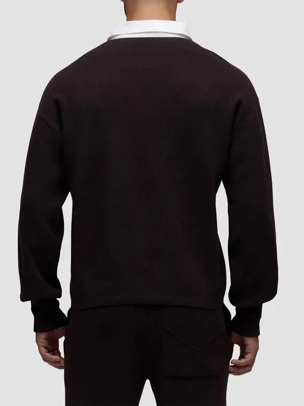Hudson Jeans Contrast Cotton-cashmere Long-sleeve Polo Shirt