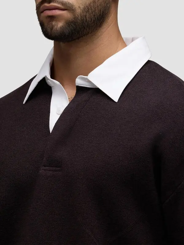 Hudson Jeans Contrast Cotton-cashmere Long-sleeve Polo Shirt