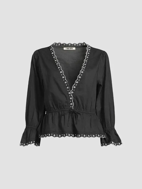 Ciao Lucia Renata Embroidered Cotton Voile Top