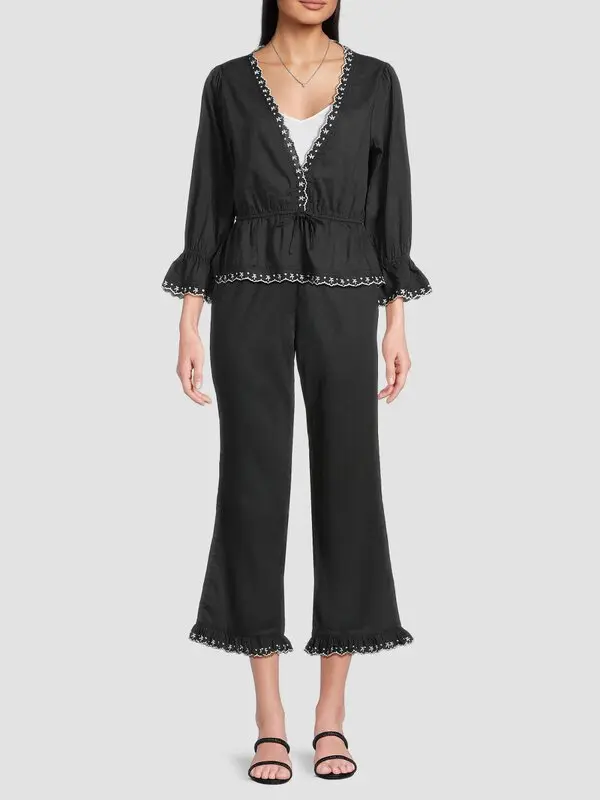 Ciao Lucia Renata Embroidered Cotton Voile Top