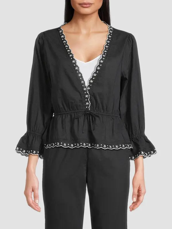 Ciao Lucia Renata Embroidered Cotton Voile Top