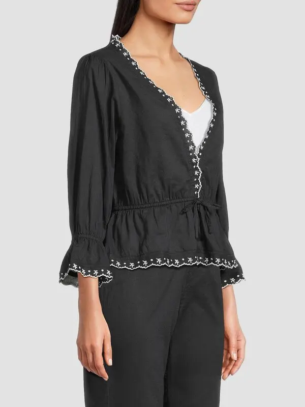 Ciao Lucia Renata Embroidered Cotton Voile Top