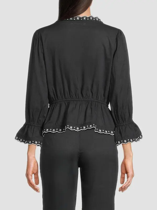 Ciao Lucia Renata Embroidered Cotton Voile Top