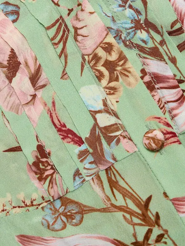 Hemant & Nandita Floral Pintuck Maxi Shirtdress