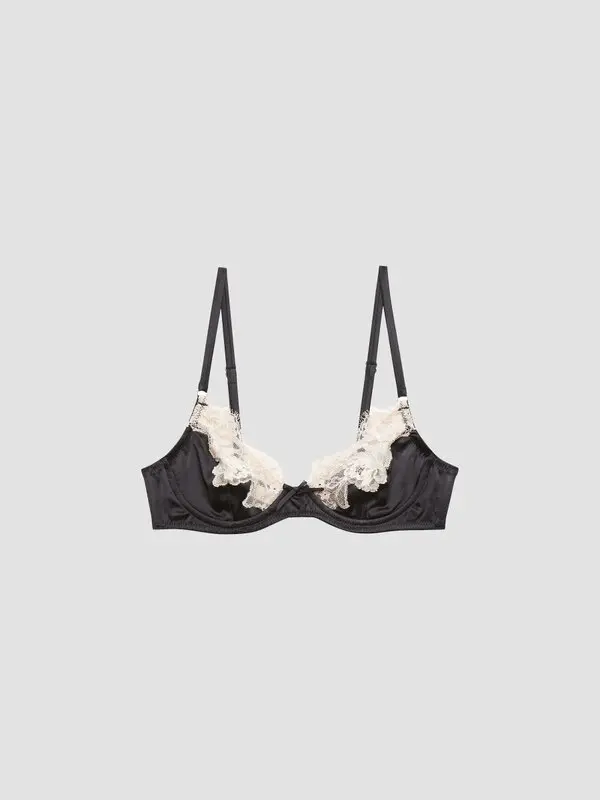 FLEUR DU MAL Juliet Silk & Lace Demi Bra - Black