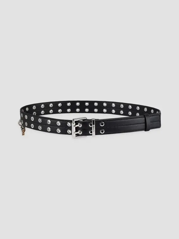 GANNI Double Eyelet Leather Belt