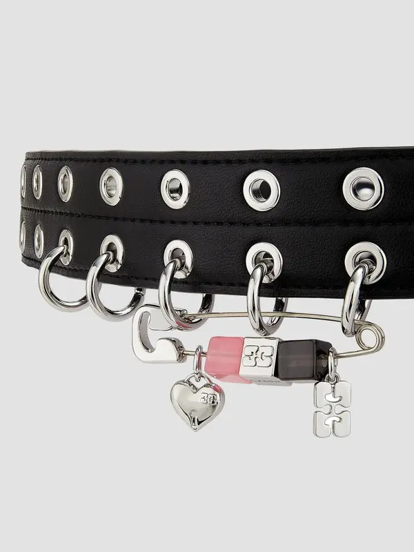 GANNI Double Eyelet Leather Belt
