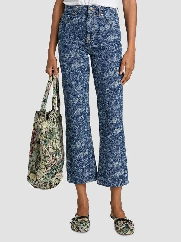 GANNI Betzy Tapestry Floral Crop Jeans
