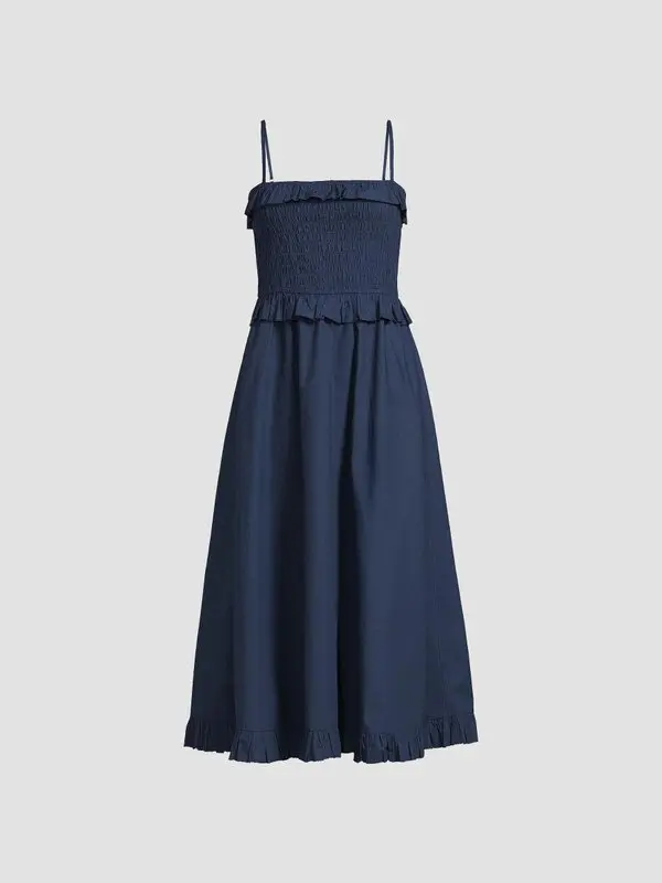 Ciao Lucia Karine Shirred Cotton Poplin Midi-dress