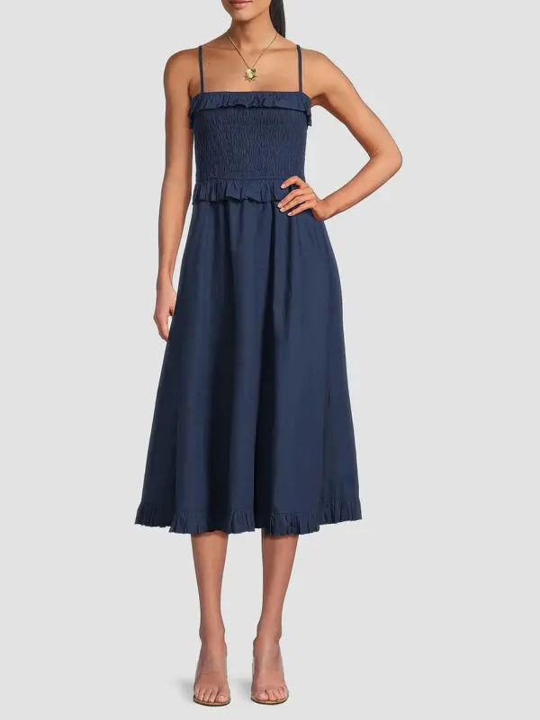 Ciao Lucia Karine Shirred Cotton Poplin Midi-dress