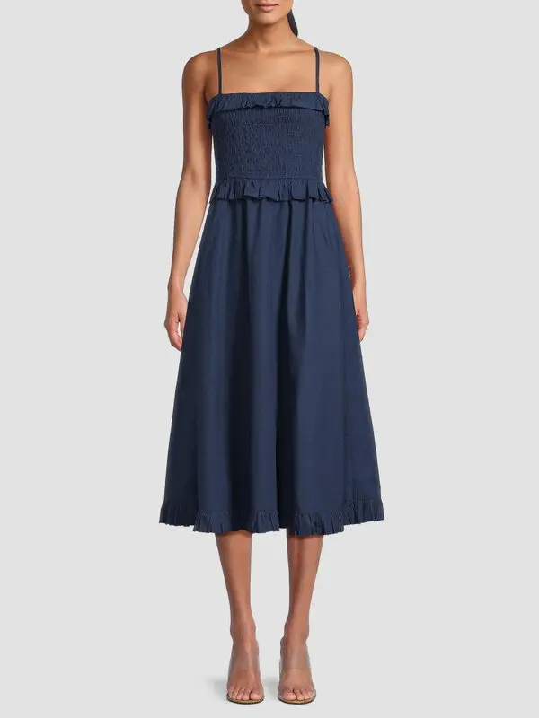 Ciao Lucia Karine Shirred Cotton Poplin Midi-dress
