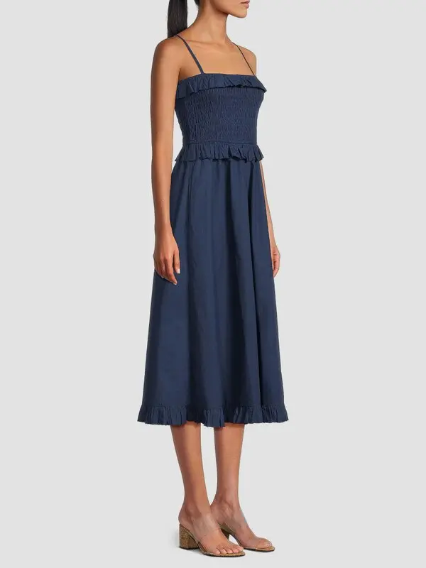 Ciao Lucia Karine Shirred Cotton Poplin Midi-dress
