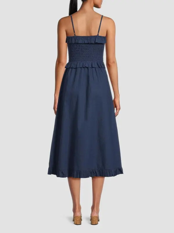 Ciao Lucia Karine Shirred Cotton Poplin Midi-dress
