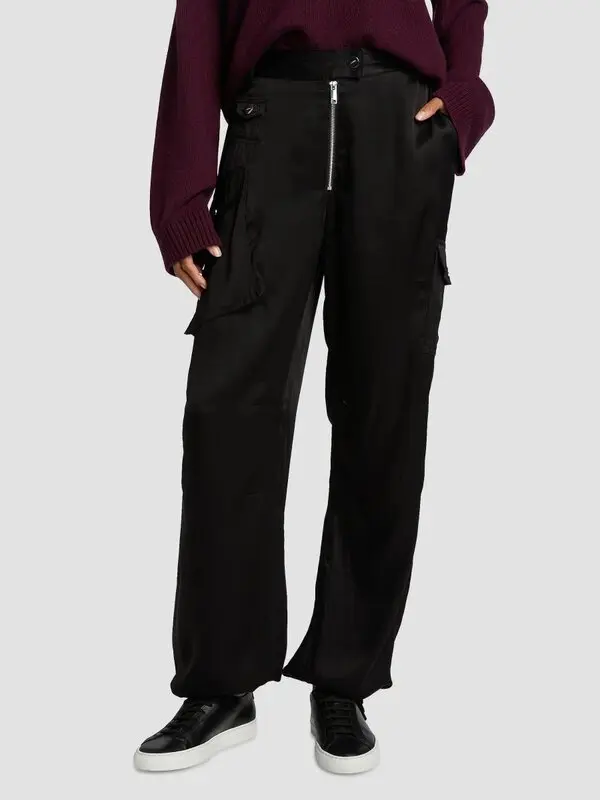 GANNI Washed Satin Cargo Pants