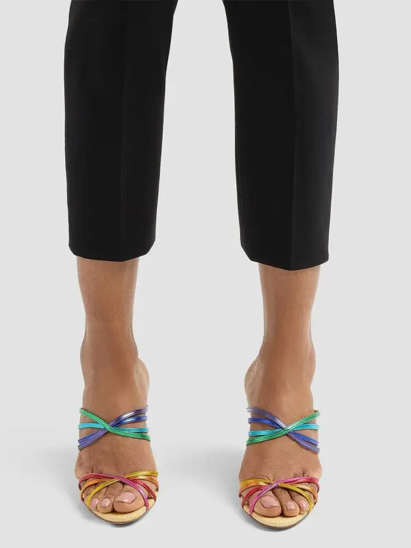 AQUAZZURA Tell Me 75mm Rainbow Leather And Raffia Mule Sandals