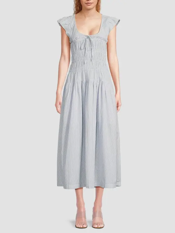 Ciao Lucia Lauretta Smocked Cotton Midi-dress