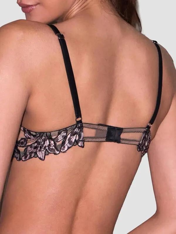 FLEUR DU MAL Lily Embroidered Demi Bra - Leopard Lily