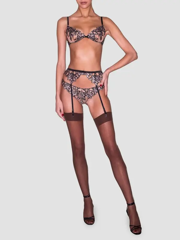 FLEUR DU MAL Lily Embroidered Demi Bra - Leopard Lily