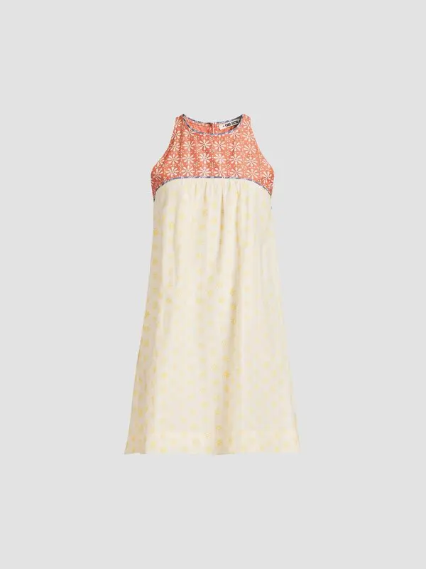 Ciao Lucia Eros Floral-colorblocked Cotton-silk Minidress