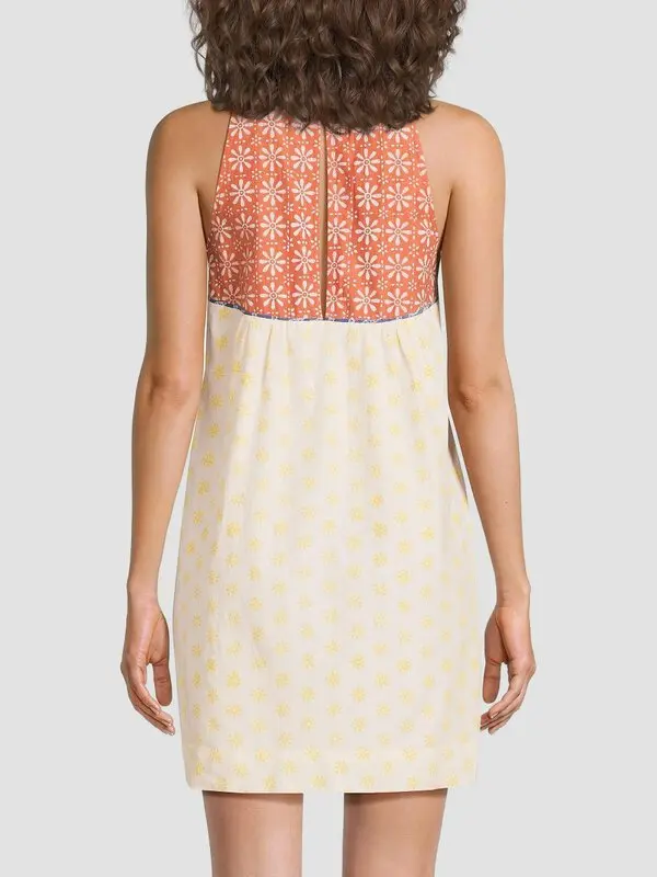 Ciao Lucia Eros Floral-colorblocked Cotton-silk Minidress