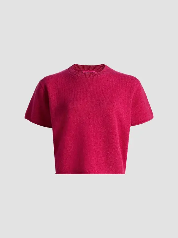 THE ELDER STATESMAN Cashmere Knit Short-sleeve Sweater - Acai