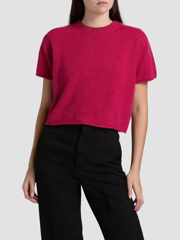 THE ELDER STATESMAN Cashmere Knit Short-sleeve Sweater