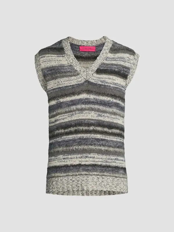 THE ELDER STATESMAN Boucle Mix Stripe Sweater Vest