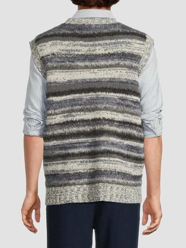 THE ELDER STATESMAN Boucle Mix Stripe Sweater Vest