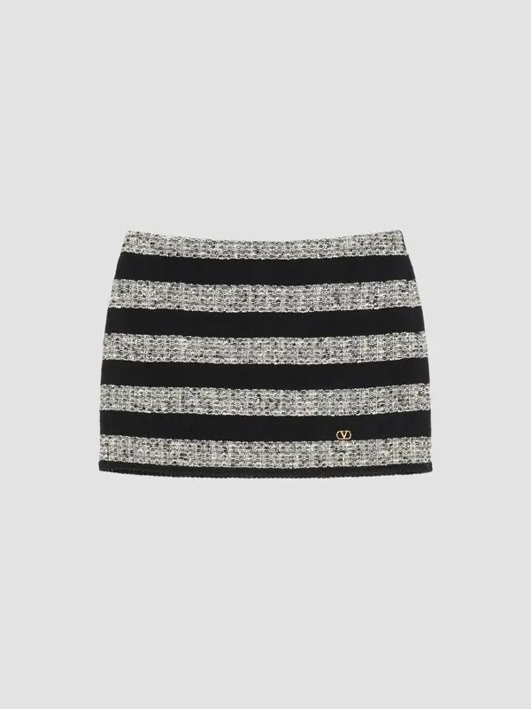 Valentino Garavani Mini Skirt In Stripe Tweed - Black Multi