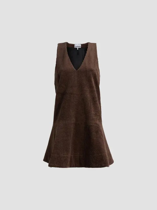 GANNI Seersucker Corduroy V-neck Minidress