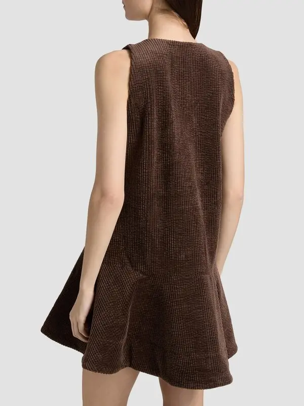 GANNI Seersucker Corduroy V-neck Minidress