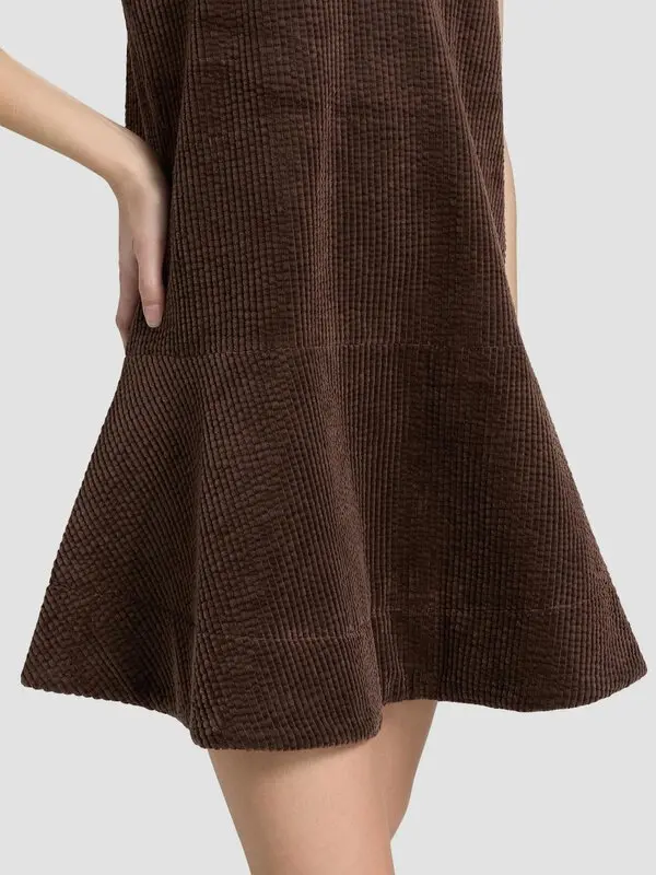 GANNI Seersucker Corduroy V-neck Minidress