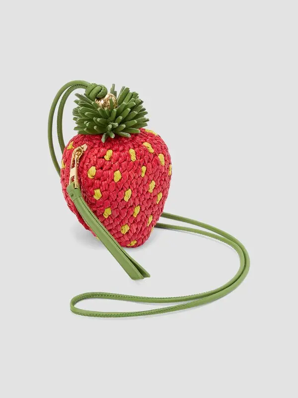 Loewe X Paula's Ibiza Strawberry Raffia Coin Purse - Red