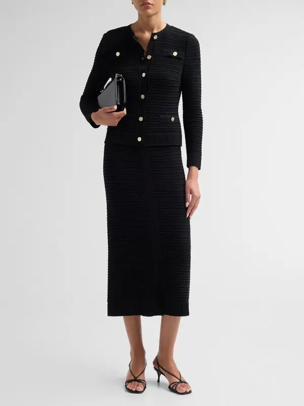 Misook Heritage Button-front Ottoman Knit Jacket