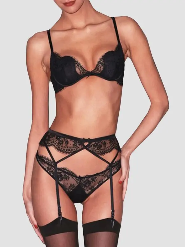 FLEUR DU MAL Frankie Lace Bra - Black