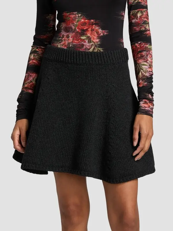 GANNI Wool-blend Knit Miniskirt