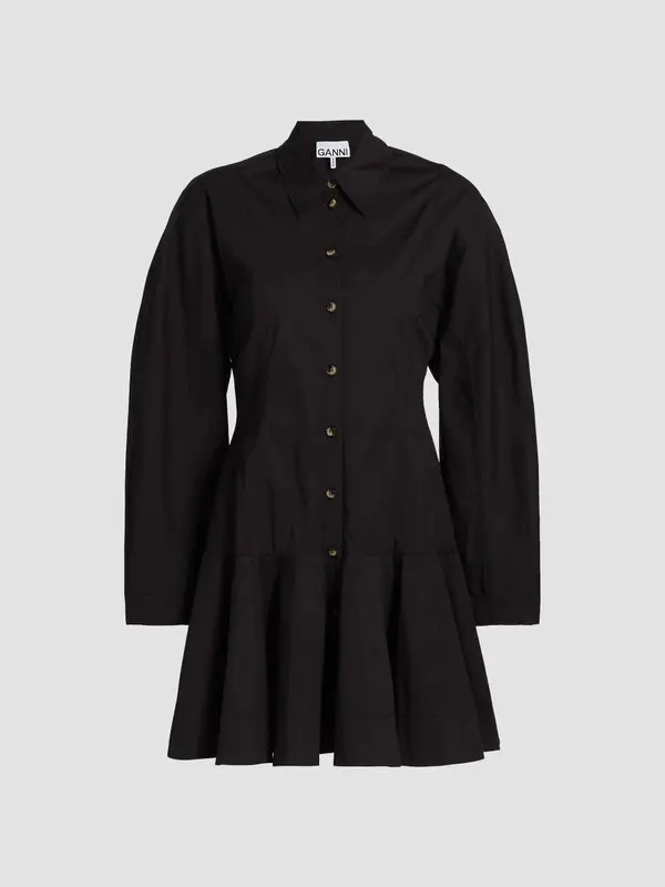 GANNI Stretch Cotton Mini Shirtdress