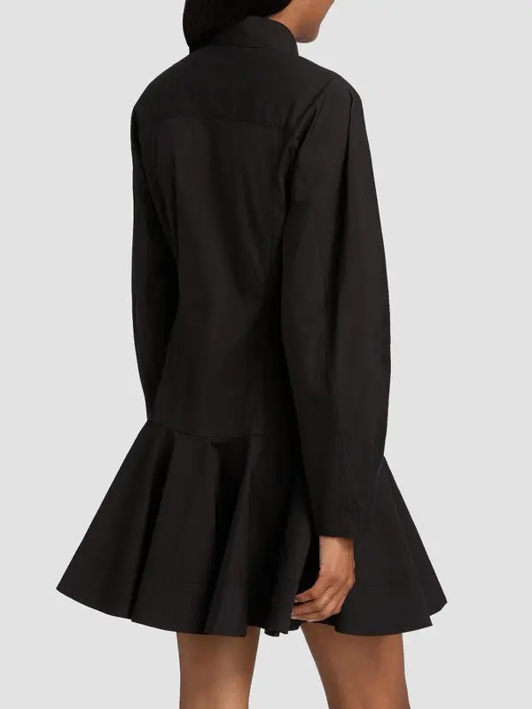 GANNI Stretch Cotton Mini Shirtdress