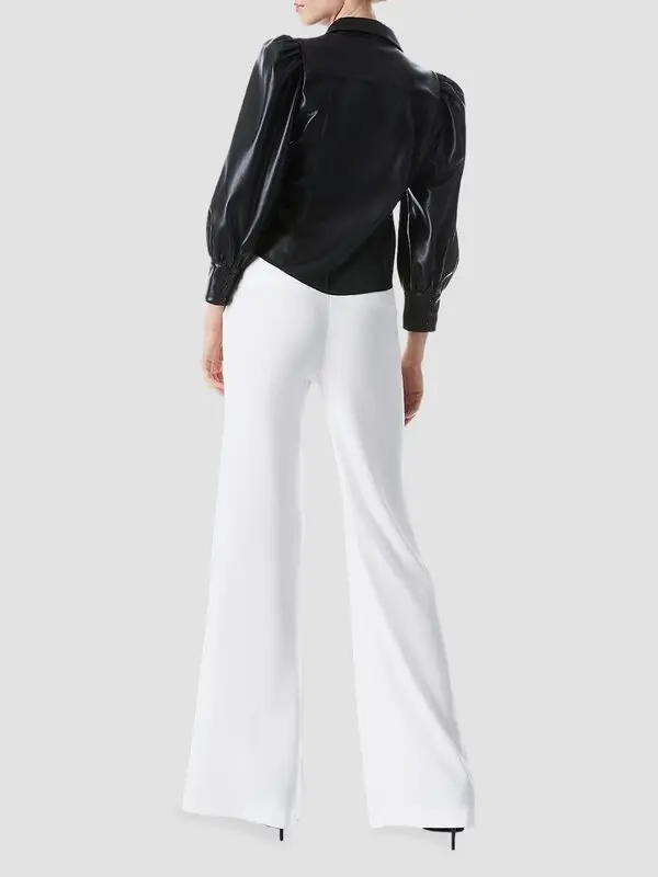 Alice + Olivia Nadine Puff-sleeve Faux Leather Blouse
