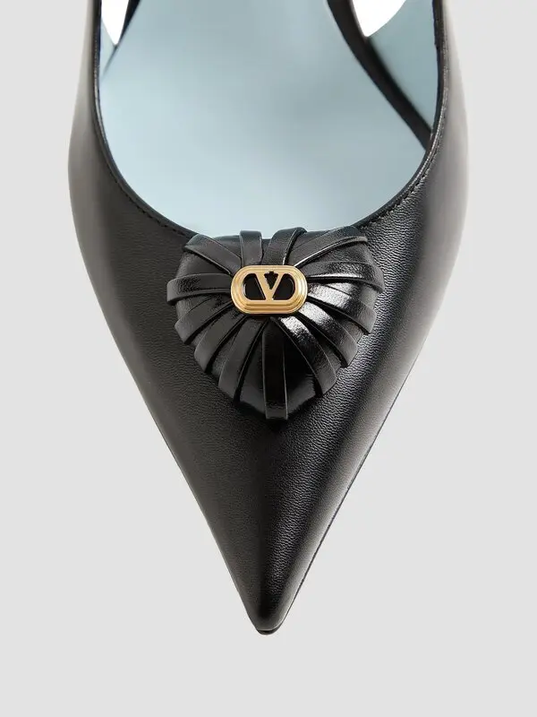 Valentino Garavani Coeur Royal 75mm Slingback Pumps In Kidskin - Black