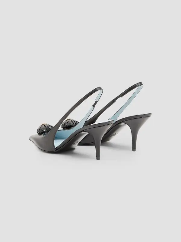Valentino Garavani Coeur Royal 75mm Slingback Pumps In Kidskin - Black