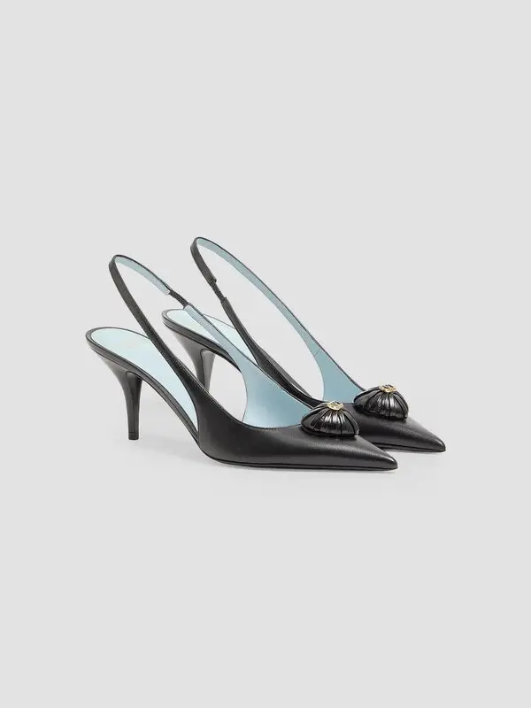 Valentino Garavani Coeur Royal 75mm Slingback Pumps In Kidskin - Black