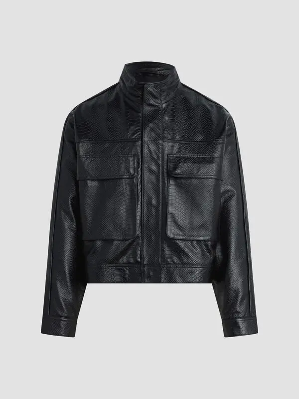 Hudson Jeans Python-embossed Leather Jacket