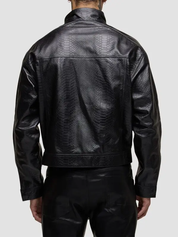 Hudson Jeans Python-embossed Leather Jacket