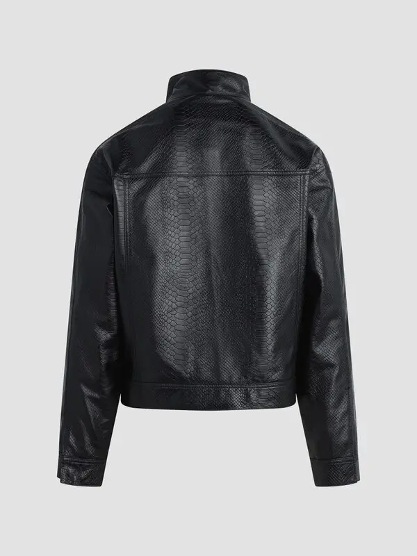 Hudson Jeans Python-embossed Leather Jacket