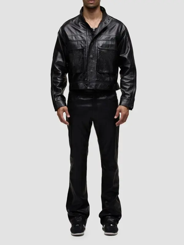 Hudson Jeans Python-embossed Leather Jacket