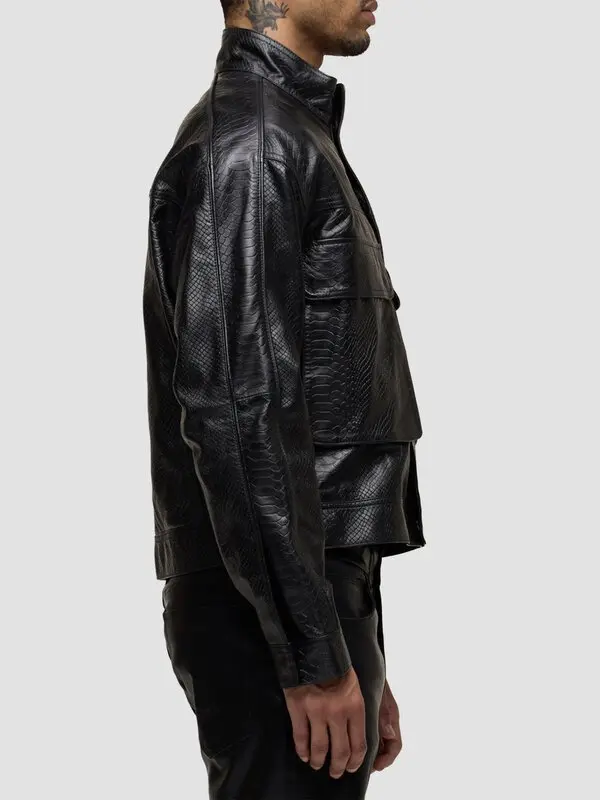 Hudson Jeans Python-embossed Leather Jacket