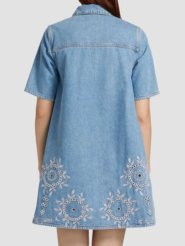 GANNI Broderie Anglaise Denim Minidress